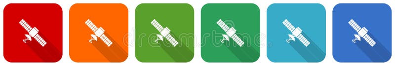 Satellite, Connection, Communication, Technology Icon Set, Flat Design ...
