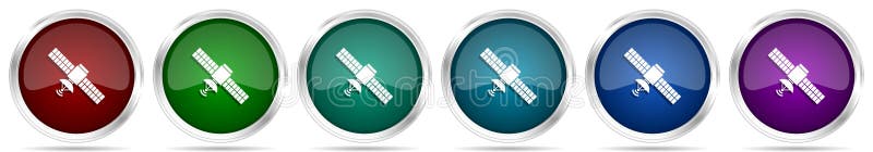 Satellite, Connection, Communication, Technology Icons, Set of Silver ...