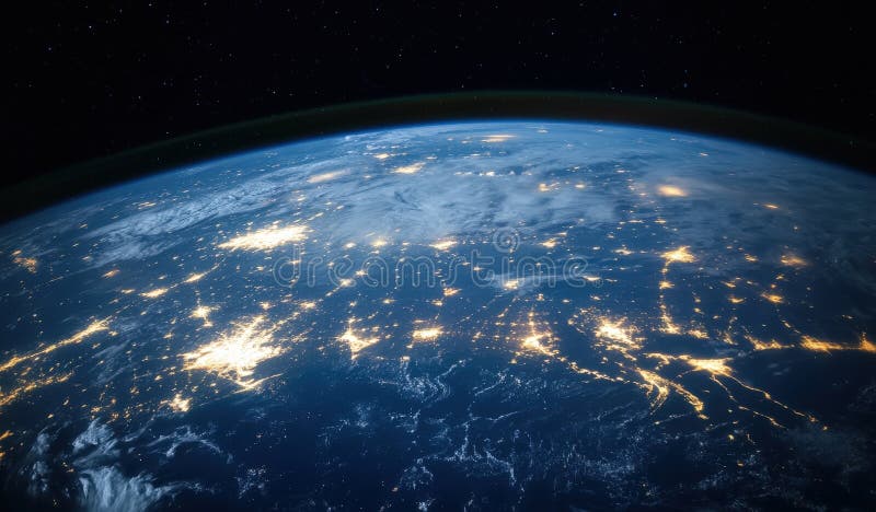 A Satellite is Currently Flying High Above the Earth in Space Stock ...