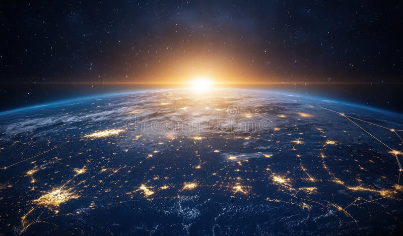 A Satellite is Currently Flying High Above the Earth in Space Stock ...