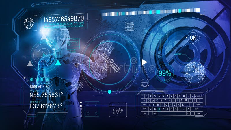 Satellite Data Infographic on Sci-fi Space Background. Stock ...