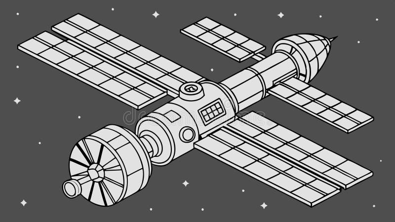 Satellite Detailed Illustration, Space Technology and Communication ...