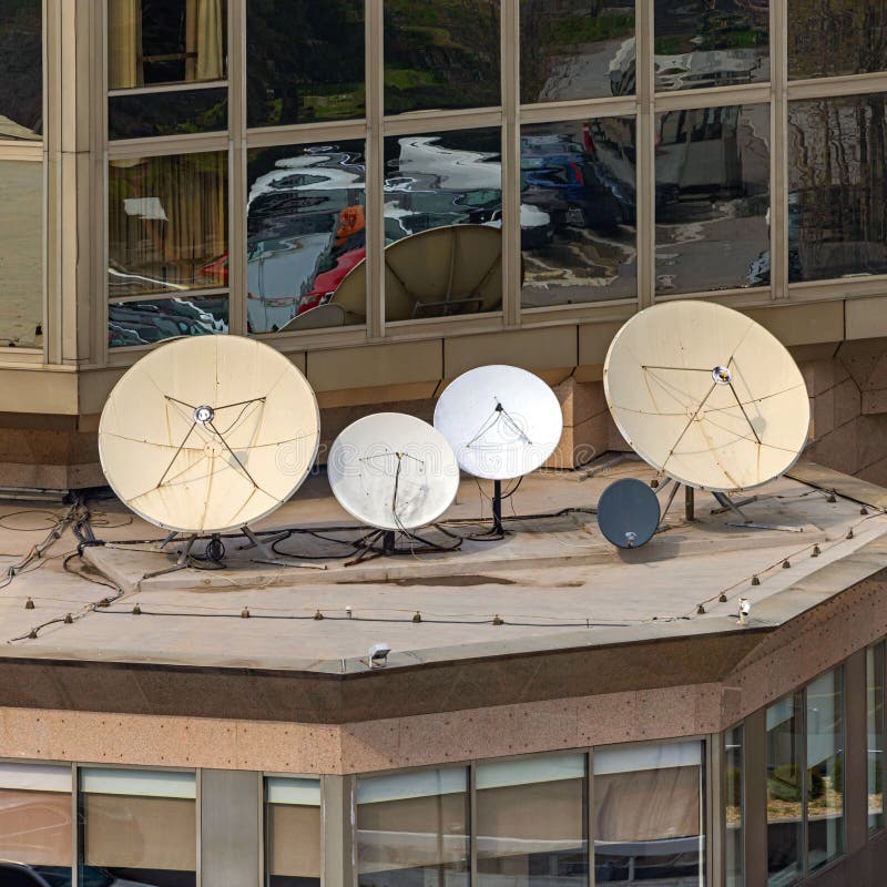 Satellite Dish Antennas stock photo. Image of communication - 274765300