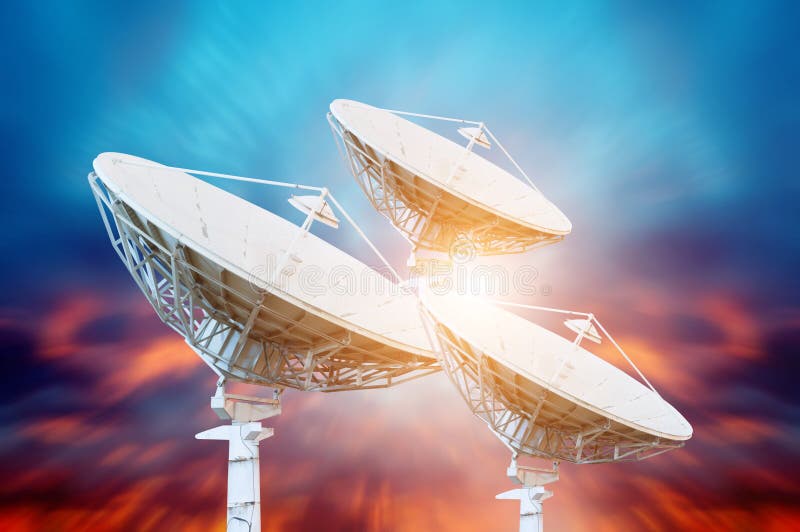 Satellite dish antennas stock image. Image of receiver - 287003765