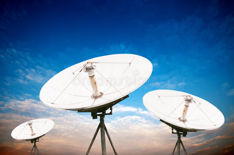Satellite dish antennas stock image. Image of signal - 287015015