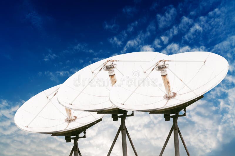 Satellite dish antennas stock image. Image of dish, transmitter - 287354687