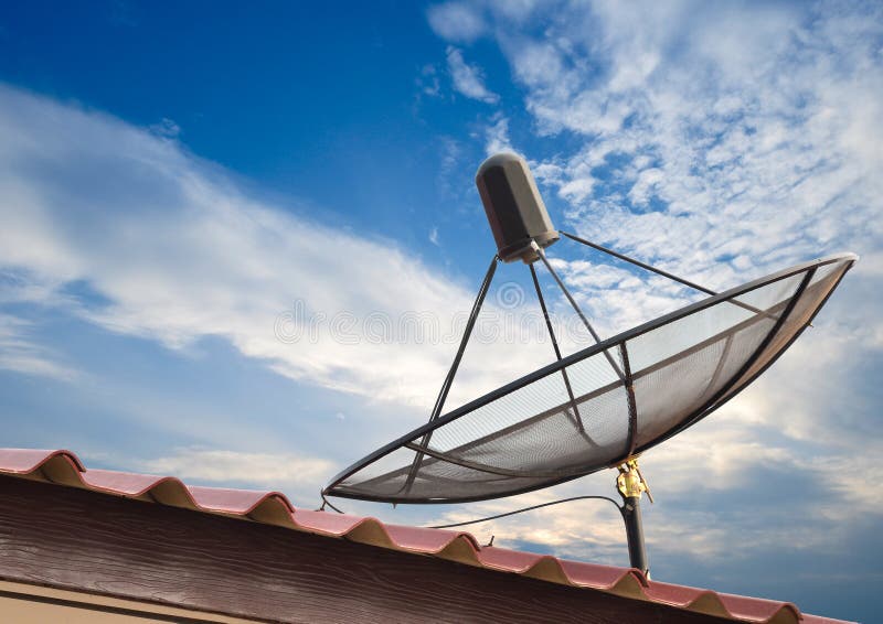 Satellite Dish with Blue Sky Stock Photo - Image of antenna, receive ...