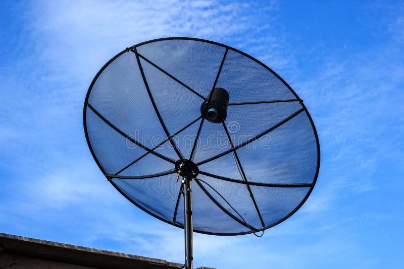 Satellite dish in blue sky stock image. Image of snoop - 31379175