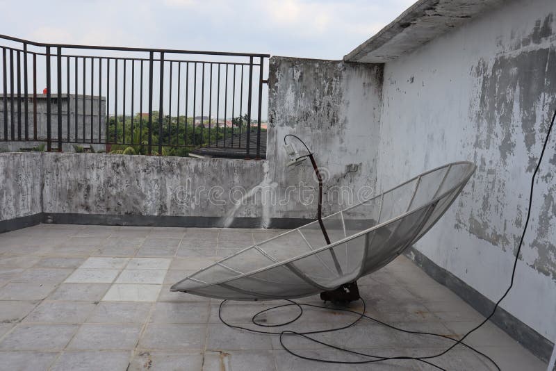 Satellite Dish Broadcast Communication Equipment at Home Stock Image ...