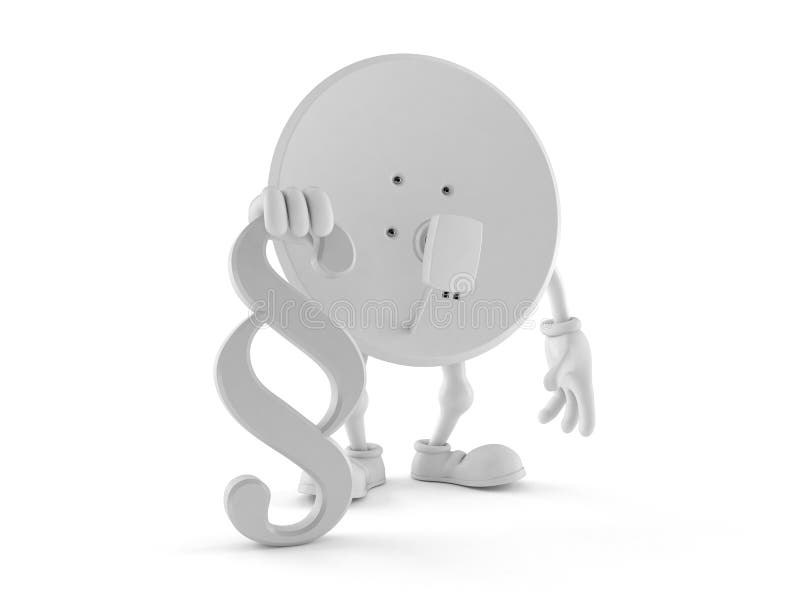 Satellite Dish Character with Paragraph Symbol Stock Illustration ...