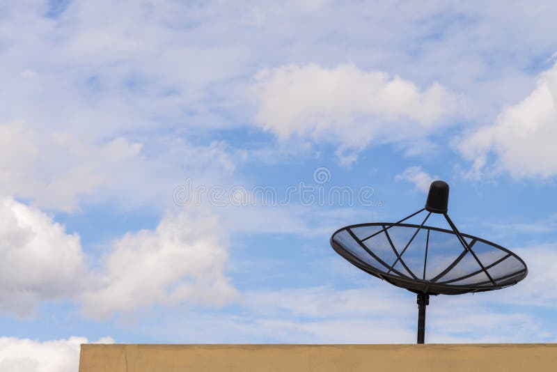 Satellite Dish in Cloud Sky Stock Image - Image of cloud, communication ...