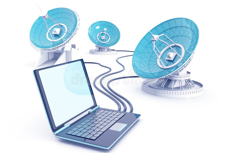 Satellite Dish Connecting the Computer Stock Illustration ...