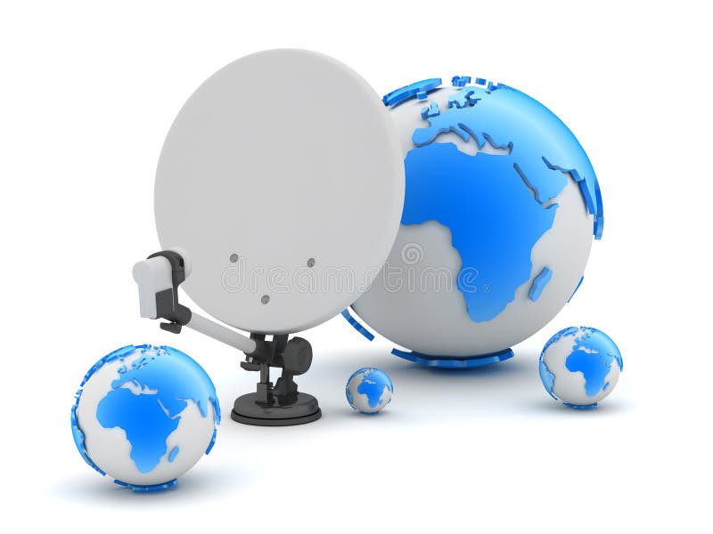 Satellite Dish and Earth Globe Stock Illustration - Illustration of ...