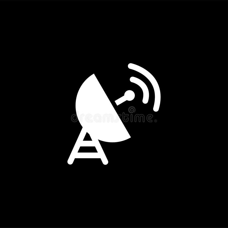 Satellite Dish Icon on Black Background. Black Flat Style Vector ...