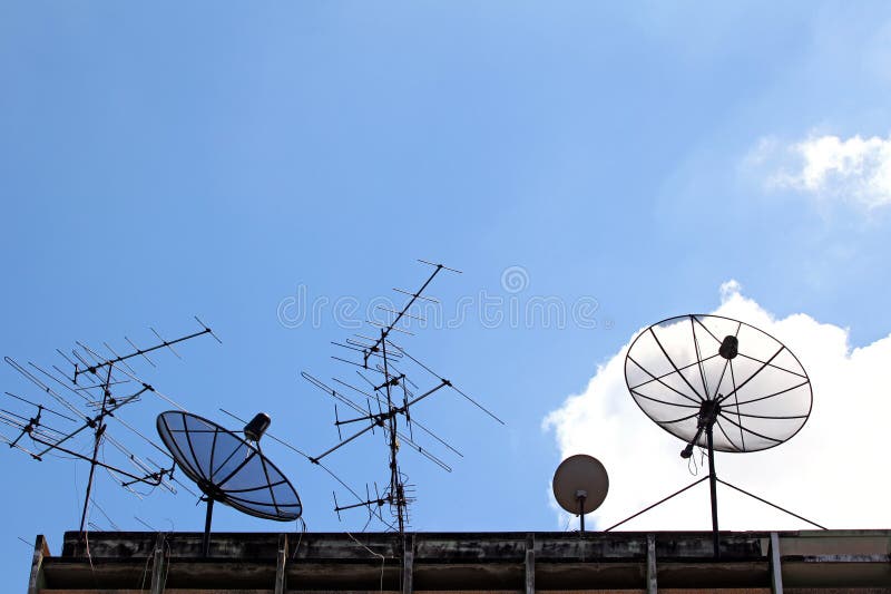 Satellite Dish and Radio Antenna Stock Image - Image of communication ...