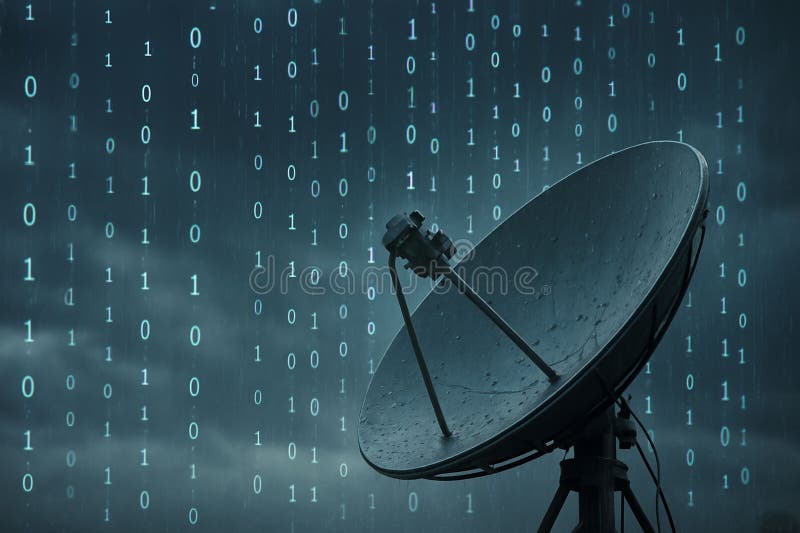 Satellite Dish Receiving Binary Rainfall Signal Stock Photo - Image of ...
