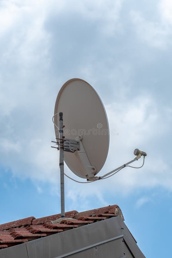 Satellite dish on the roof stock image. Image of orientation - 272884769