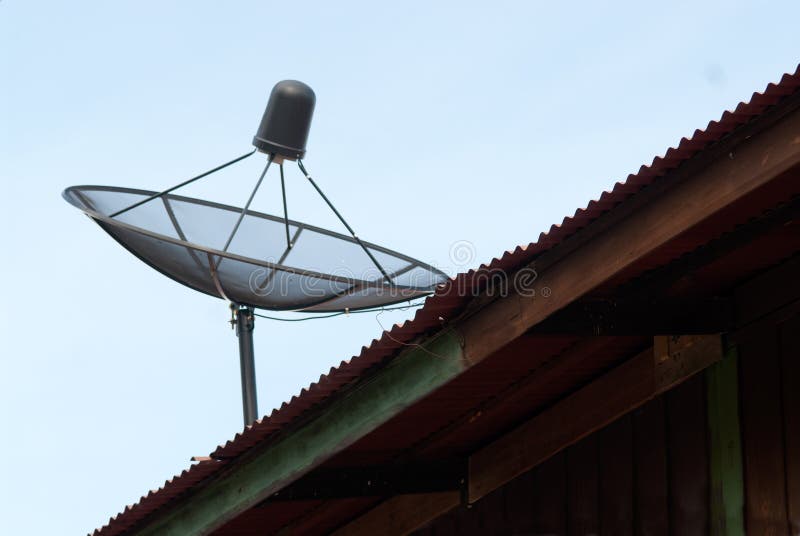 Satellite dish on roof. stock image. Image of channel - 50448003