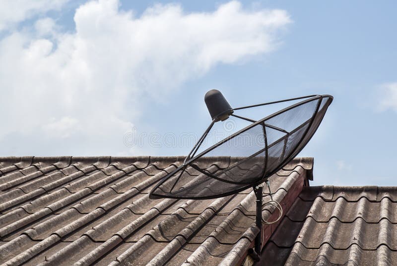 Satellite dish on the roof stock image. Image of wireless - 53847279