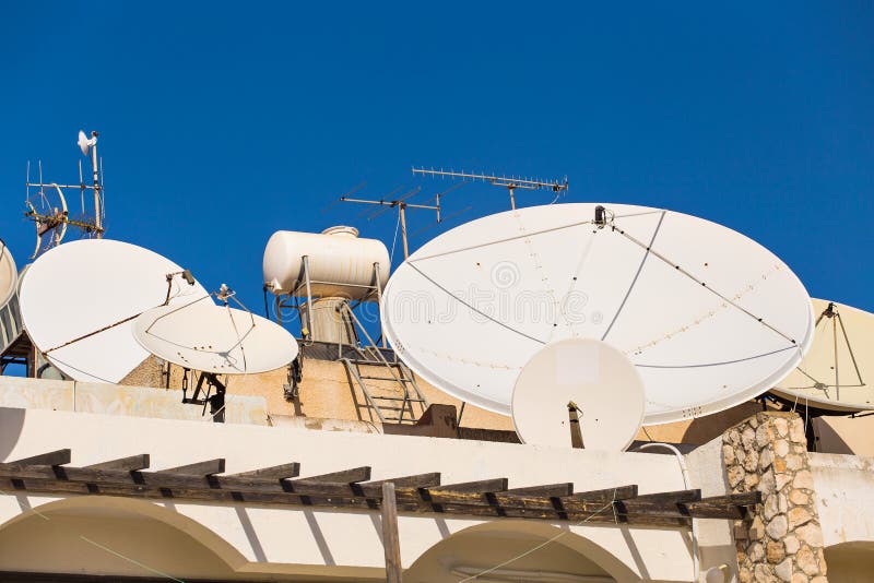 Satellite Dish on the Roof. Stock Photo - Image of communication ...