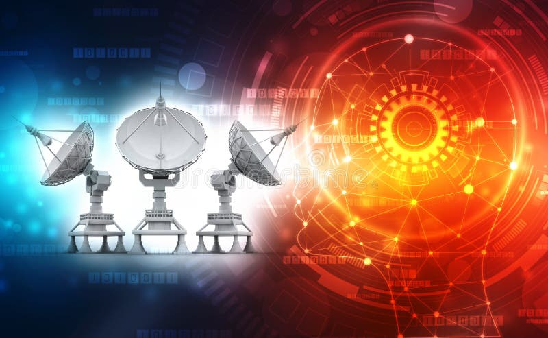 Satellite Dish on Technology Background. Global Communication Stock ...