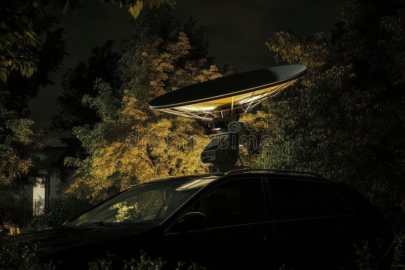 A Satellite Dish is on Top of a Car Stock Illustration - Illustration ...