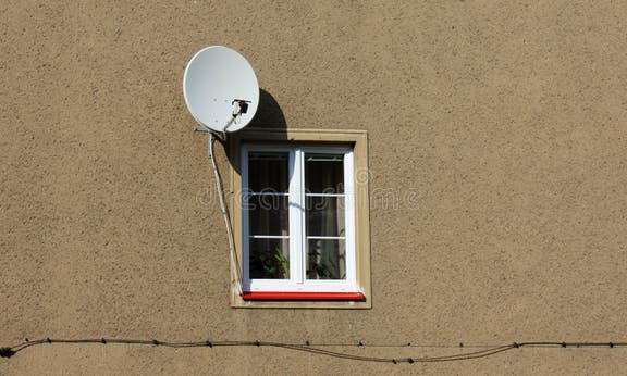 Satellite Dish at the Window Stock Photo - Image of facade, decoration ...