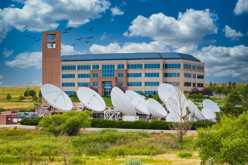 Satellite Dishes by Brick Building Stock Photo - Image of television ...