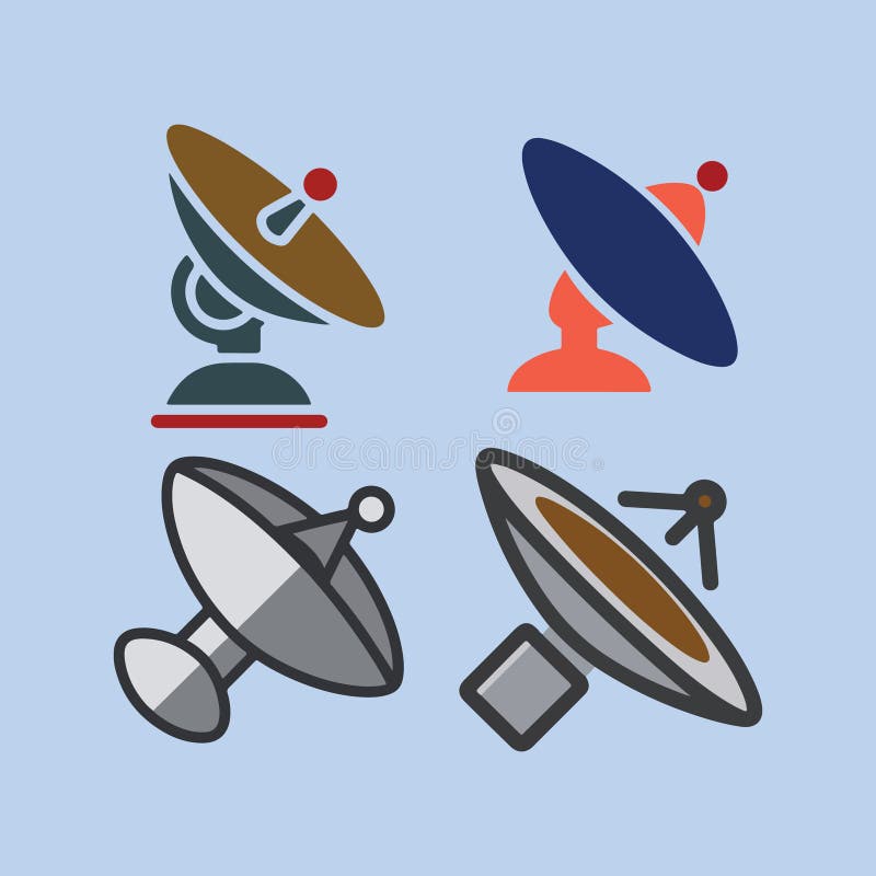 Satellite Dishes Communication Technology Science Radar Stock Vector ...