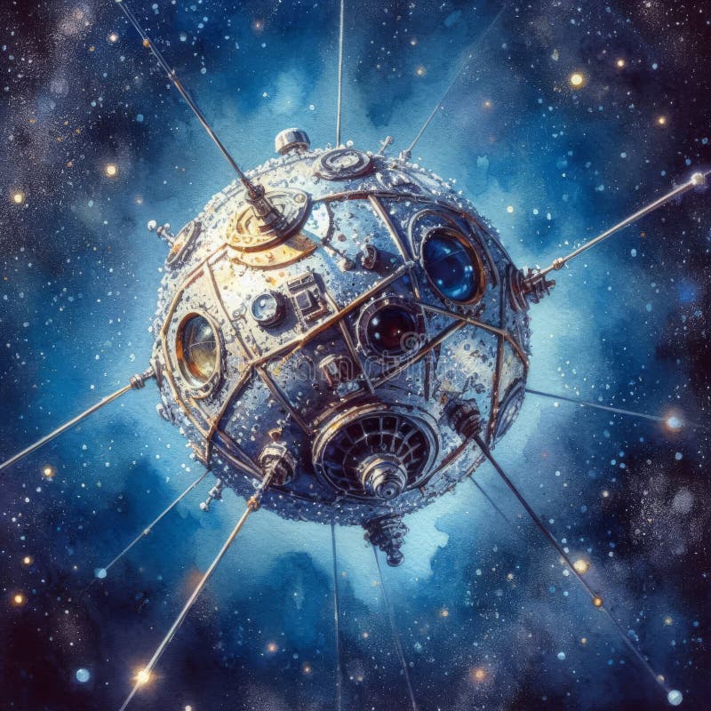 Satellite Exploration Beyond Earth Stock Illustration - Illustration of ...