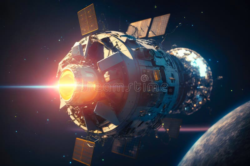 Satellite Flight Around the Orbit. Created with Generative AI ...