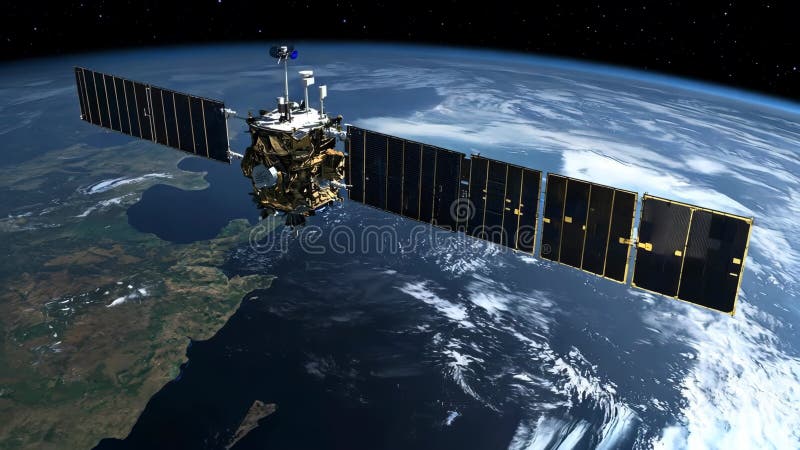 A Satellite is Flying Over the Earth Stock Footage - Video of earth ...