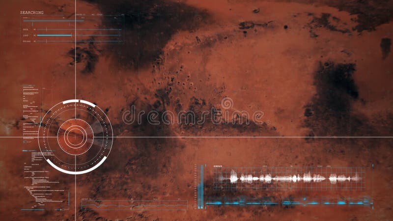 Satellite Flyover of Mars with Full HUD Interface Exploring the Surface ...