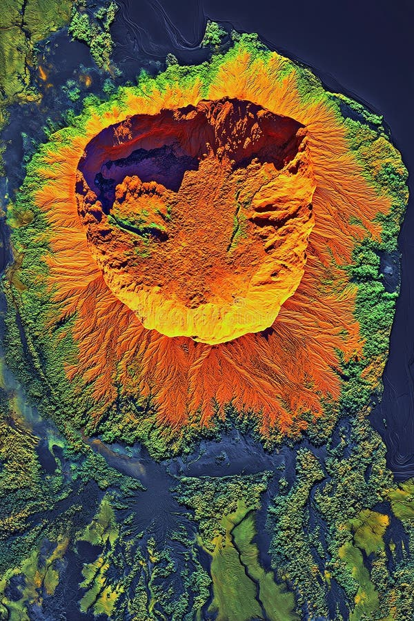 Satellite-generated GIS Map of a Volcanic Crater with LiDAR Data ...