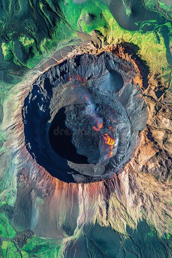 Satellite-generated GIS Map of a Volcanic Crater with LiDAR Data ...