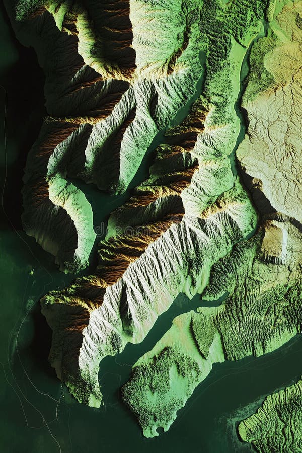 Satellite GIS Map of a Delta System Displaying LiDAR Elevation Data ...