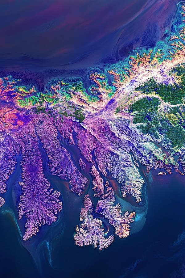 Satellite GIS Map of a River Delta Displaying LiDAR Elevation Data ...