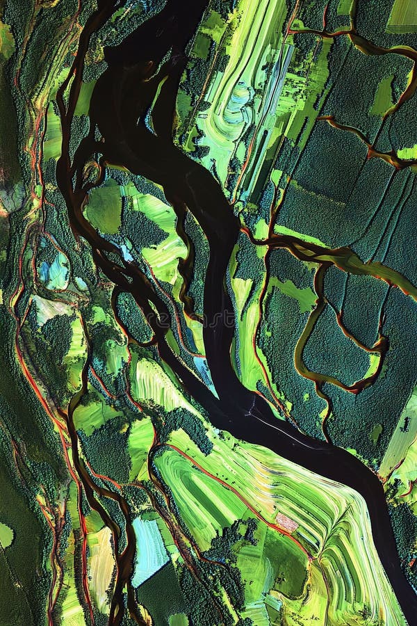 Satellite GIS Map of a River Delta Displaying LiDAR Elevation Data ...