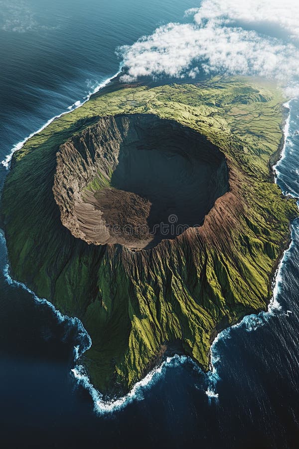 Satellite GIS Map of a Volcanic Island Showcasing Elevation Craters and ...