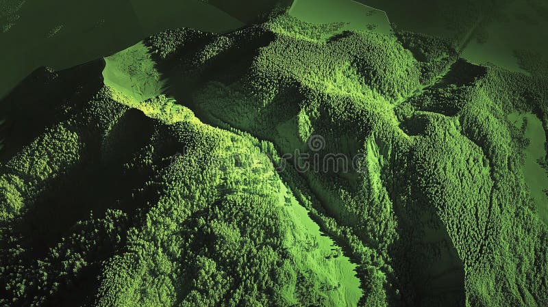 Satellite GIS Visualization of a Forested Valley Featuring LiDAR Data ...