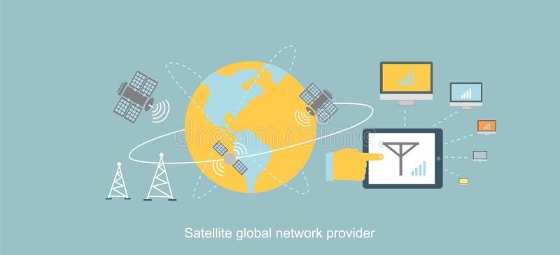 Satellite Global Network Provider Icon Flat Stock Vector - Illustration ...