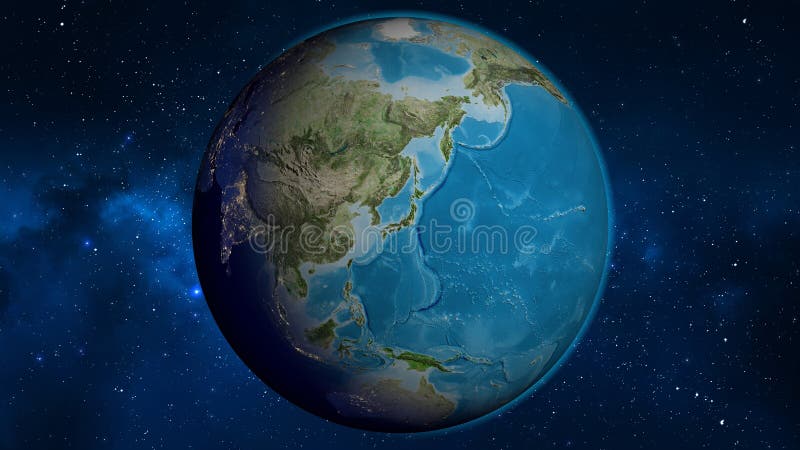 Globe Centered on Japan. Satellite Map Stock Illustration ...