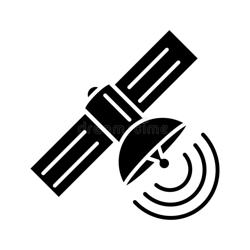 Satellite Icon, Vector Illustration, Black Sign On Isolated Background ...