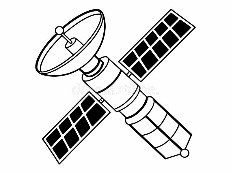 Satellite Icon Orbiting Communication Space Exploration Graphic Outline ...