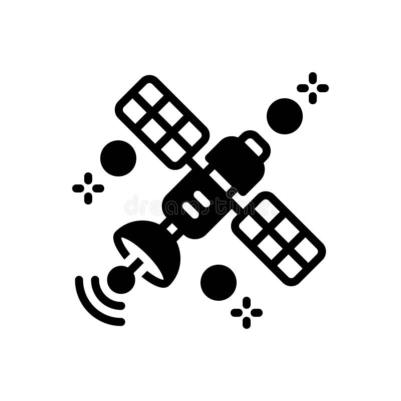 Black Solid Icon for Satellite, Space and Wireless Stock Vector ...