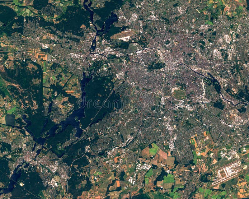 Satellite Map Of Berlin Germany, View From Space Stock Photo - Image of ...