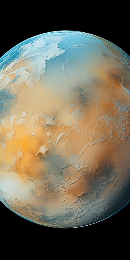 Abstract Naturalism: Planet Mars in Blue and Yellow Stock Illustration ...