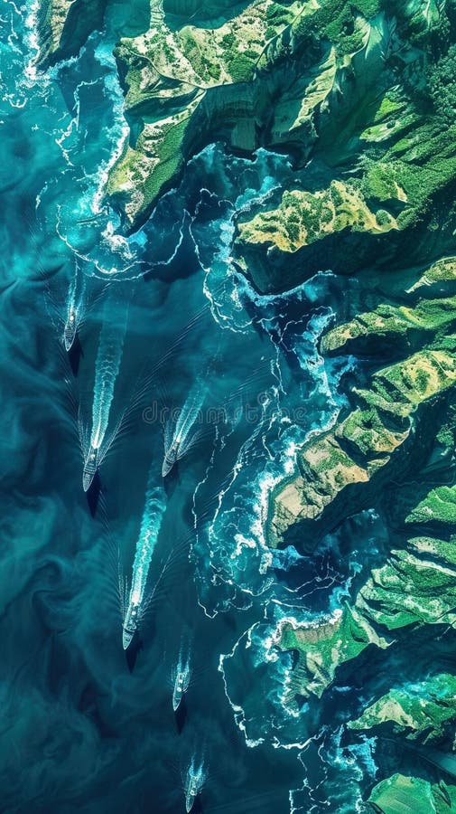 A Satellite Image Captures a Naval Fleet in Formation a Strategic ...