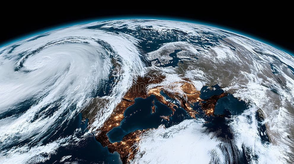 Satellite Image of Earth Showing Severe Weather Patterns and Climate ...