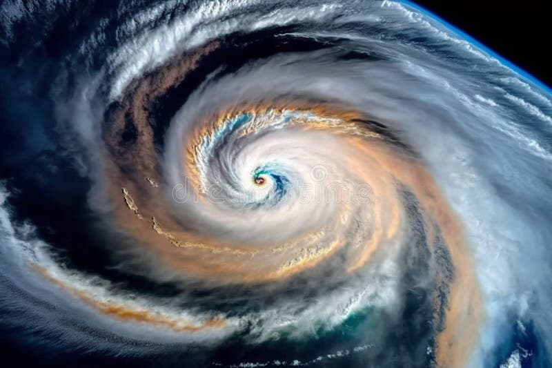 Giant Hurricane Seen from the Space Stock Illustration - Illustration ...